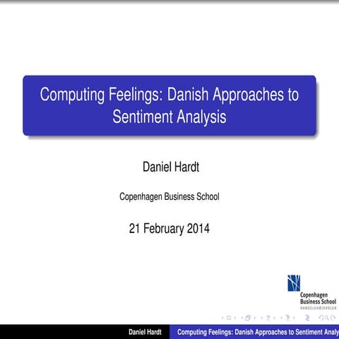 Computing Feelings: Danish Approaches to Sentiment Analysis - Daniel Hardt | PDF