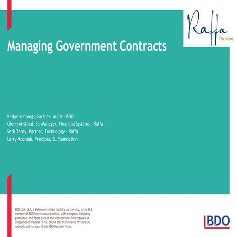 2014-05-15 Raffa BDO Managing Government Contracts | PPTX