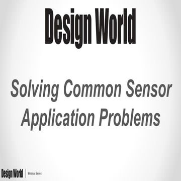 Solving Common Sensor Application Problems | PPTX