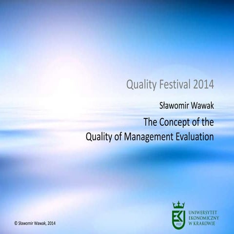 The concept of quality of management evaluation | PPTX