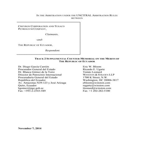 Chevron Case: 2014.11.07 Public-Redacted - Respondent's Supplemental ...