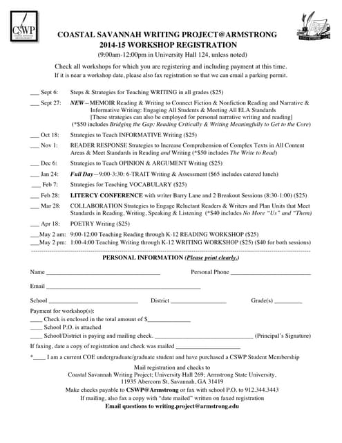 UPDATED 2014-15 Literacy Workshop REGISTRATION FORM | PDF