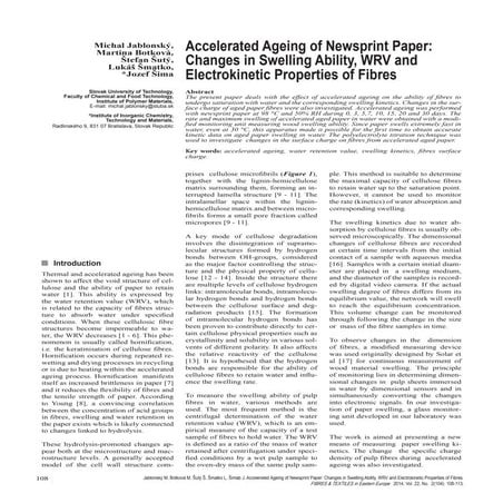 Accelerated ageing of newsprint paper: Changes in swelling ability, WRV ...