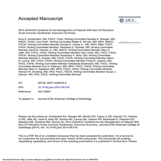 AHACC 2014 guidelines for the management of patient with none ST ...