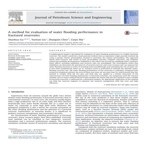 2014 A Method For Evaluation Of Water Flooding Performance In Fractured