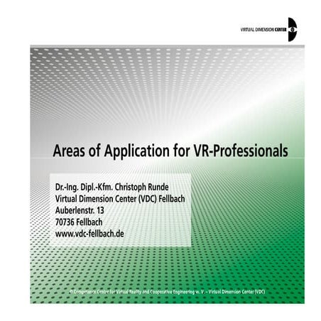 Areas of Application for VR-Professionals | PPT