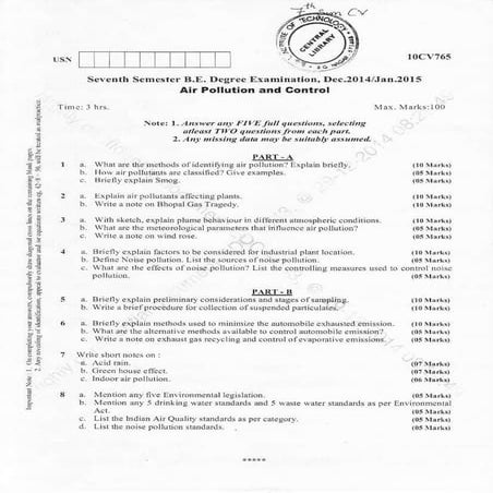 7th Semester (June; July-2015) Civil Engineering Question Paper