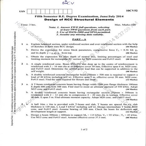 5th Semester (June; July-2014) Civil Engineering Question Papers | PDF ...