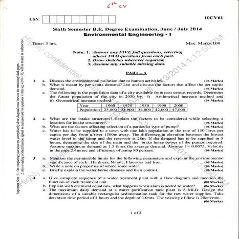 6th Semester (June; July-2014) Civil Engineering Question Papers | PDF