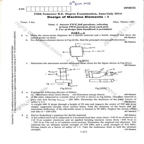 4th Semester (June; July-2014) Mechanical Engineering Question Paper | PDF