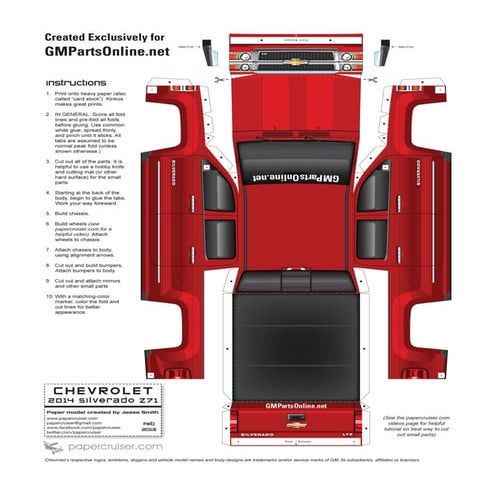 Build Your Own 2014 Chevy Silverado out of Paper | PDF
