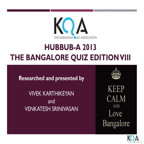 KQA Bangalore Quiz 2013-14 | PDF