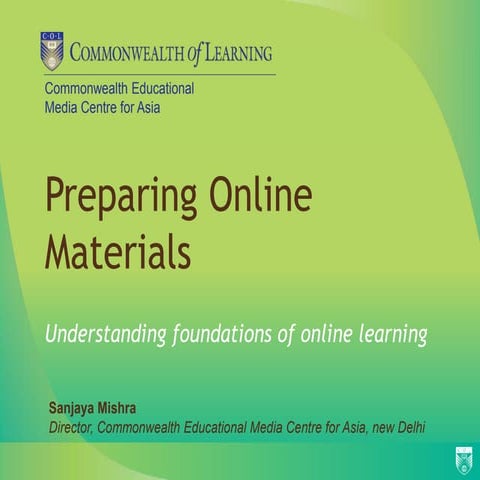 Preparing Online Materials: Understanding Foundations of Online ...