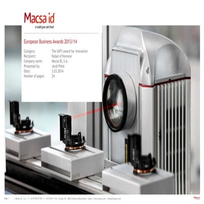 Macsa presentation for the UKTI Innovation Award at the European ...