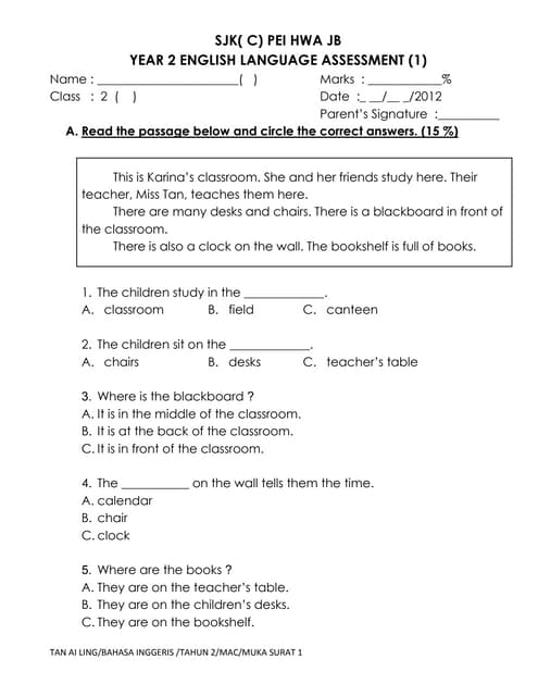 english test-year-3-paper-2 | DOCX | Standardized Testing | Educational ...
