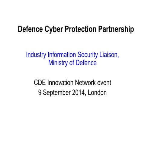 9 September 2014: Cyber Security Model | PPT