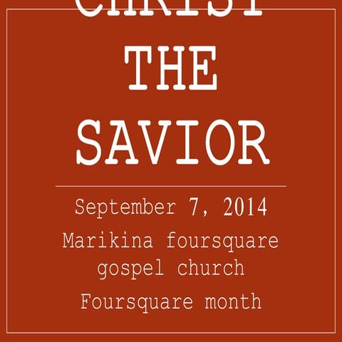 Jesus Christ the Savior | PPTX