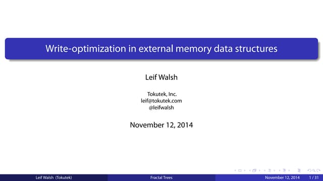 Write Optimization In External Memory Data Structures Ppt 5551