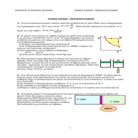 20141201 νομοι αεριων θερμοδυναμικη ασκησεις | PDF