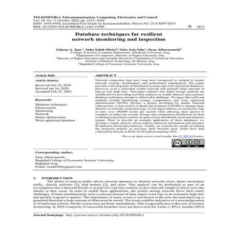 Database techniques for resilient network monitoring and inspection | PDF | Databases | Computer ...