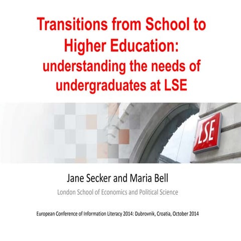 Transitions from school to higher education: understanding the needs of ...