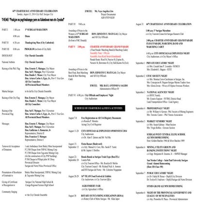 Surigao City 2014 Charter Day Program | PDF