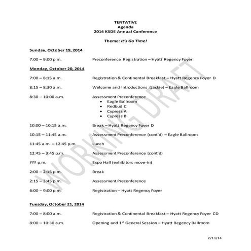 2014 draft agenda mark modified | DOCX | Business Expos & Conferences ...