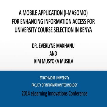 2014 e learning innovations conference kim musila i masomo mobile app | PDF