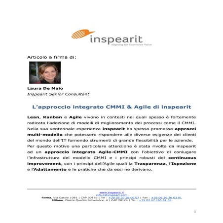 Approccio integrato CMMI Agile | PDF