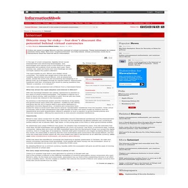 InformationWeek, January 21, 2014 • Weaver article on crypto potential ...