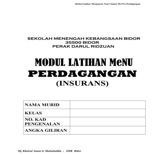 2014 latihan me nu insurans | PDF