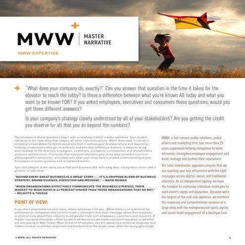 MWW Expertise: Master Narrative | PDF | Business | Business and Finance