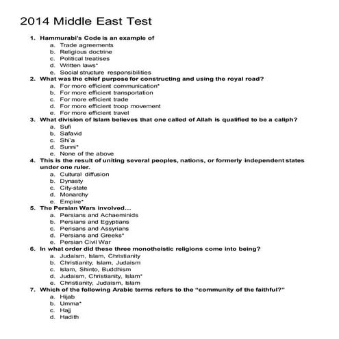 2014 Middle East Test | DOCX