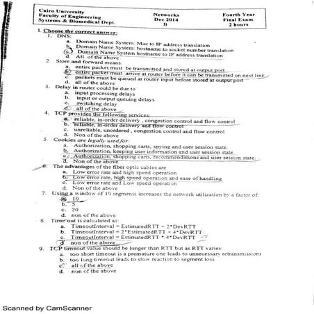 2014 network final exam | PDF