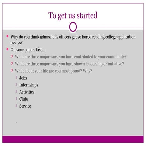 2014 Summer College Application Essay Workshop | PPT