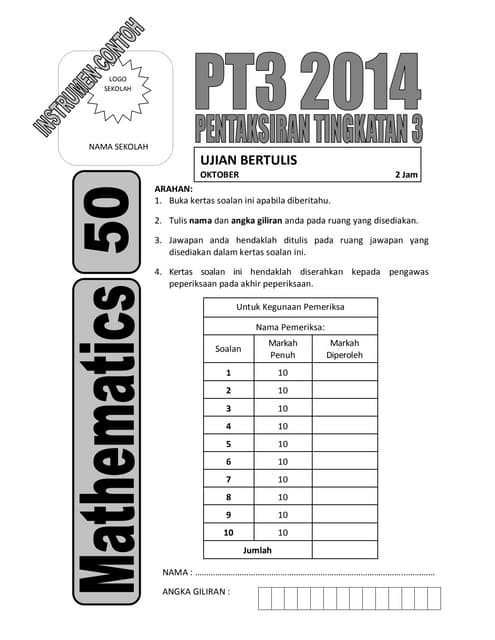 PT3 Matematik Trial | PDF