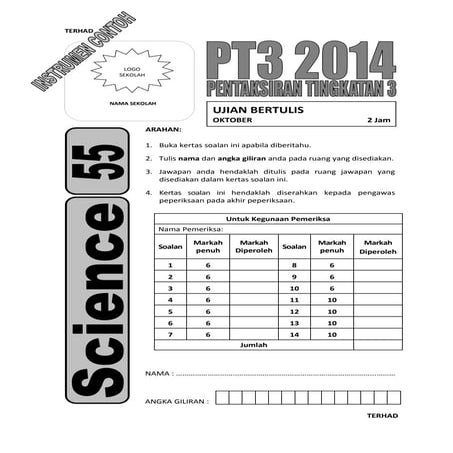 Example PT3 Science 2014 | PDF