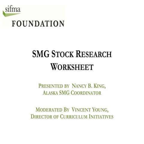 SMG Stock Research Worksheet 2014 Presentation | PPTX