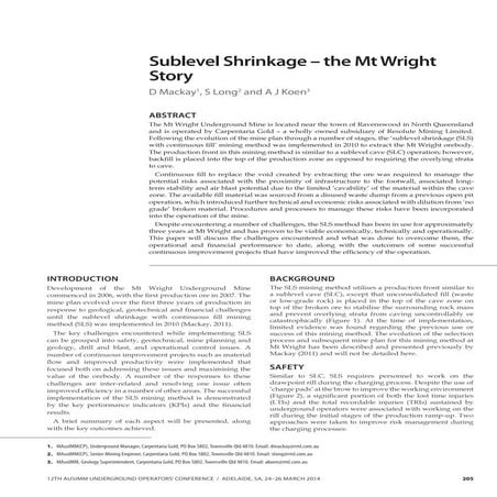 2014 sublevel shrinkage – the mt wright story | PDF