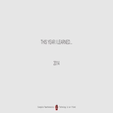 This year I learned... 2014 | PPT