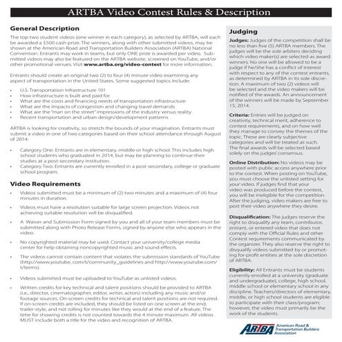 2014 Video Contest Rules and Regulations | PDF
