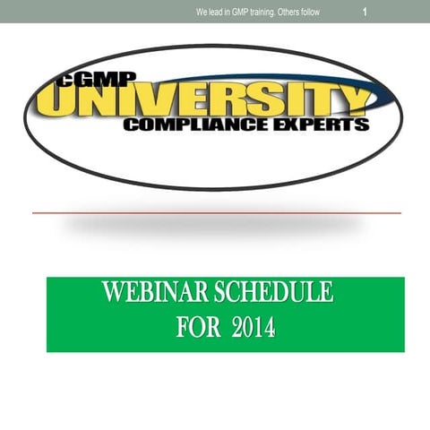 2014 webinar schedule | PDF