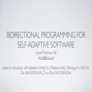 Bidirectional Programming for Self-adaptive Software | PPT