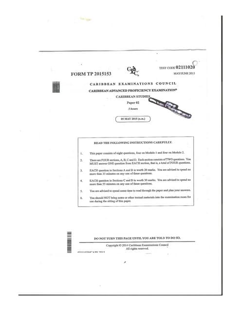 Caribbean Studies Caribbean society and culture | DOCX