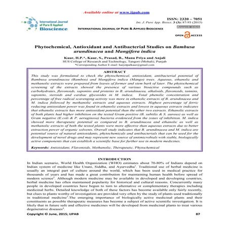 Phytochemical, Antioxidant and Antibacterial Studies on Bambusa ...