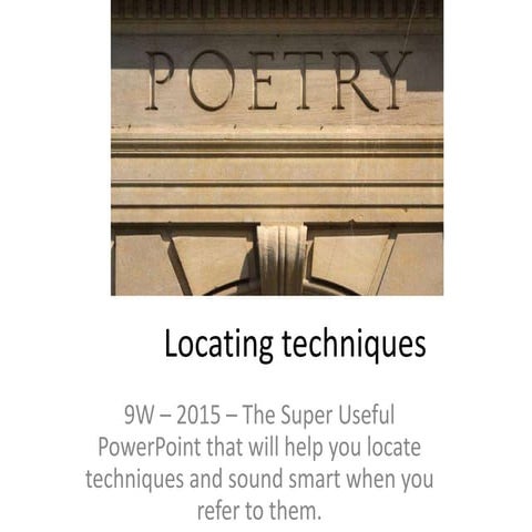 Locating Poetic Techniques (Poetry Metalanguage) | PPTX