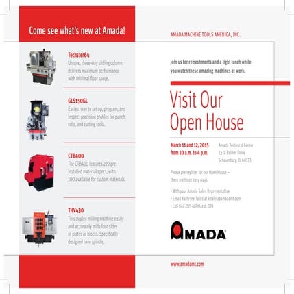 Amada CNC Grinders & Hard Milling - Open House Invitation - Chicago ...