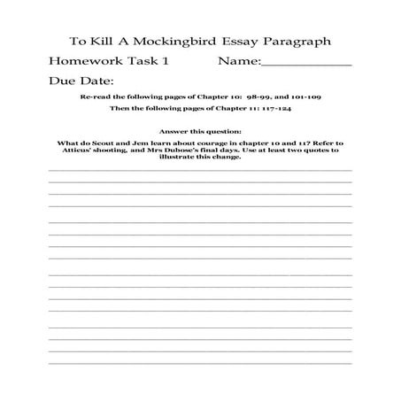 Mini essay 1 - to kill a mockingbird essay paragraph - Homework ...