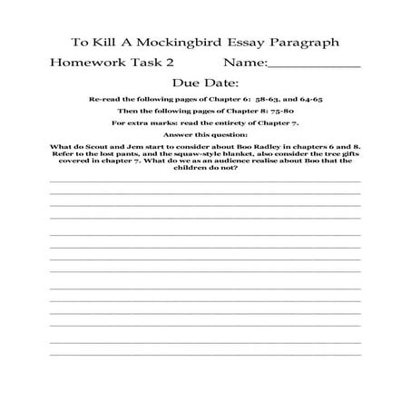 Mini essay 2 - to kill a mockingbird essay paragraph - Homework ...