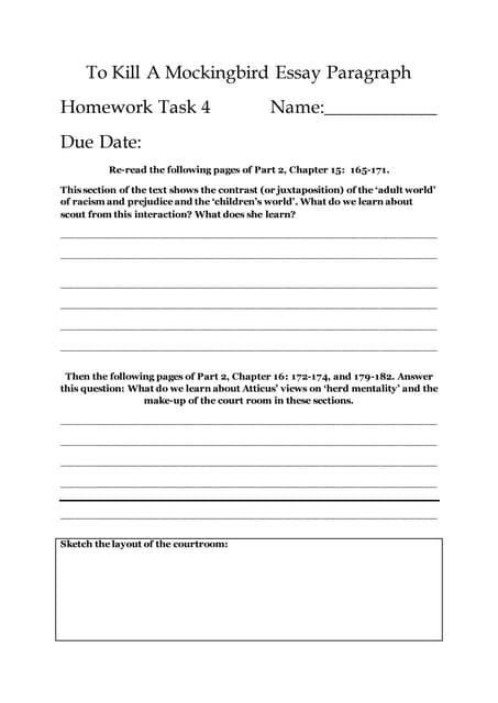 Mini essay 1 - to kill a mockingbird essay paragraph - Homework ...